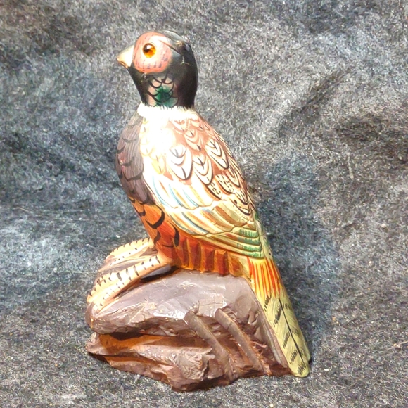 folk art | Other | Hand Carved Stone Ring Necked Pheasant | Poshmark